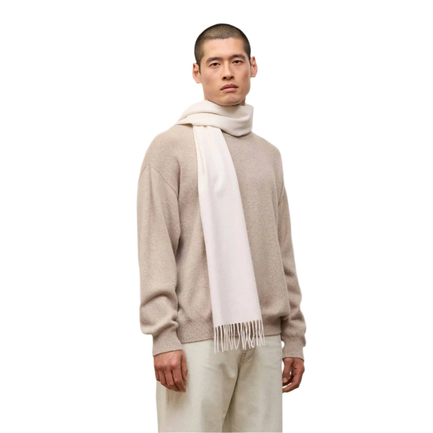 Balmoral 100% Cashmere Woven Scarf Plain White – Dunedin Cashmere