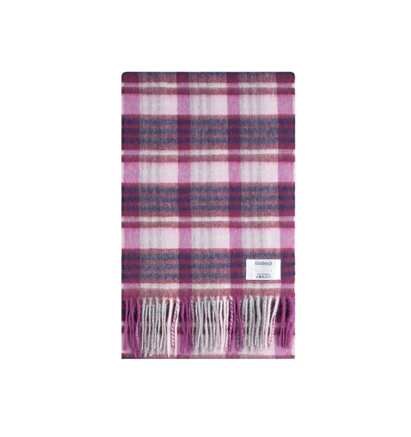 Edinburgh Cashmere Scarf Cluster Gingham Astral Raspberry – Dunedin ...