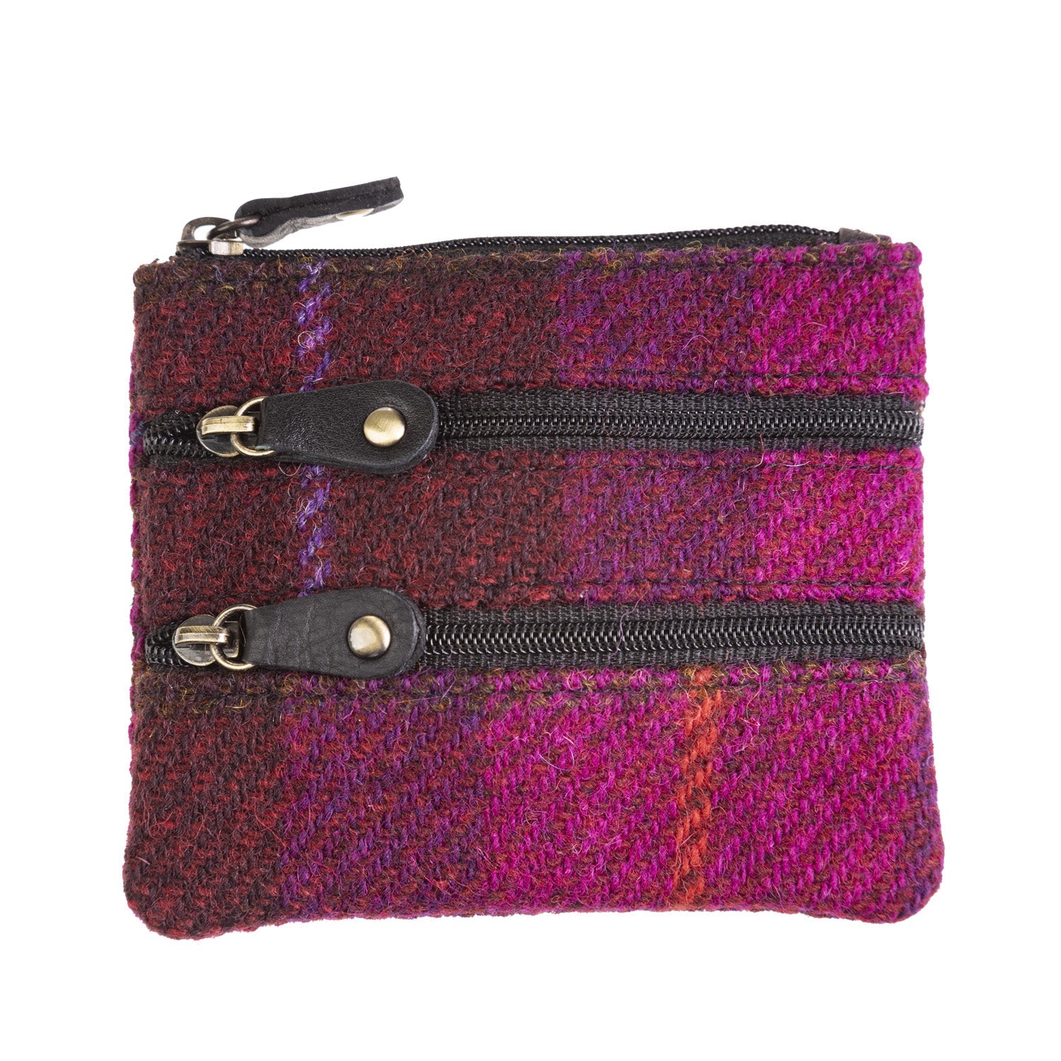 Harris Tweed Leather Coin Purse Cerise Check / Black – Dunedin Cashmere