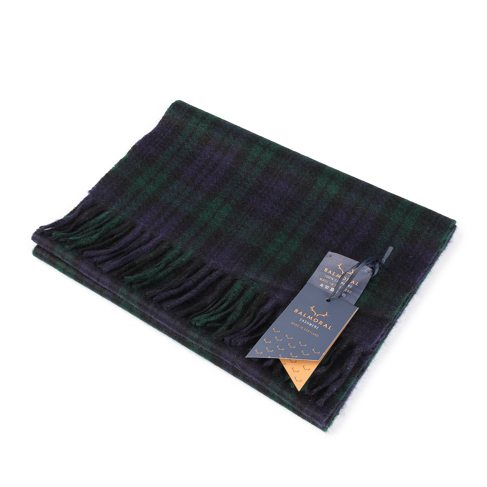 Balmoral 100% Cashmere Woven Scarf Black Watch | Dunedin Cashmere