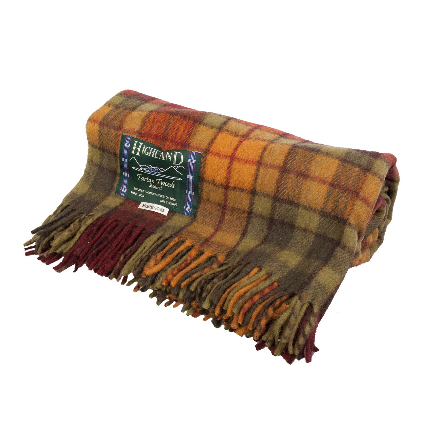 Highland Wool Blend Tartan Blanket / Throw Extra Warm Buchanan Autumn ...