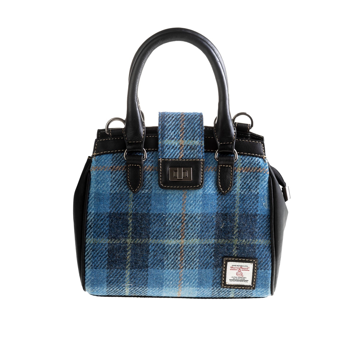 Ht Leather Hand Bag With Flap Closer Blue Check / Black | Dunedin Cash ...